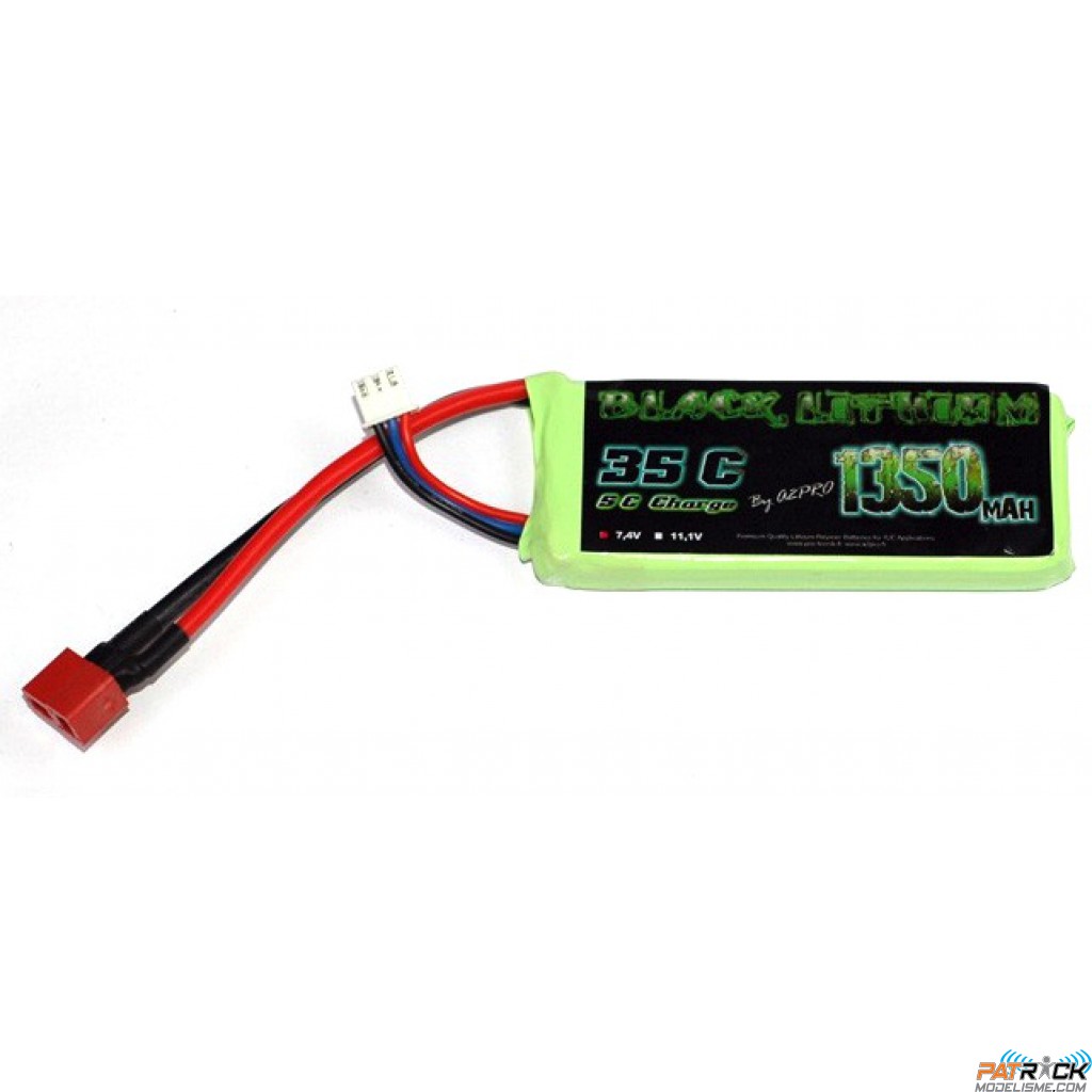Accu LiPo Black Lithium 1350mAh 35C 2S (75,5grs) Dean - Accus ...