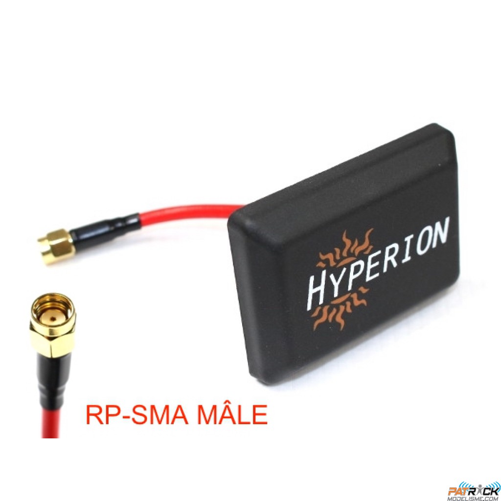 Antenne Patch RX RHCP 9dBi 5.8Ghz RP-SMA mâle - Hyperion