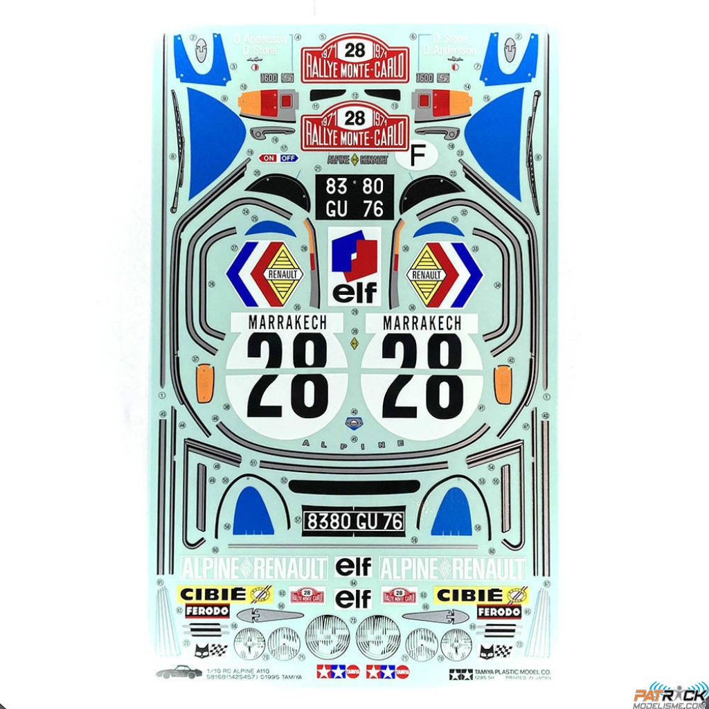 Autocollants Tamiya Alpine A110 M.C.1971 - Décorations - Accessoires ...