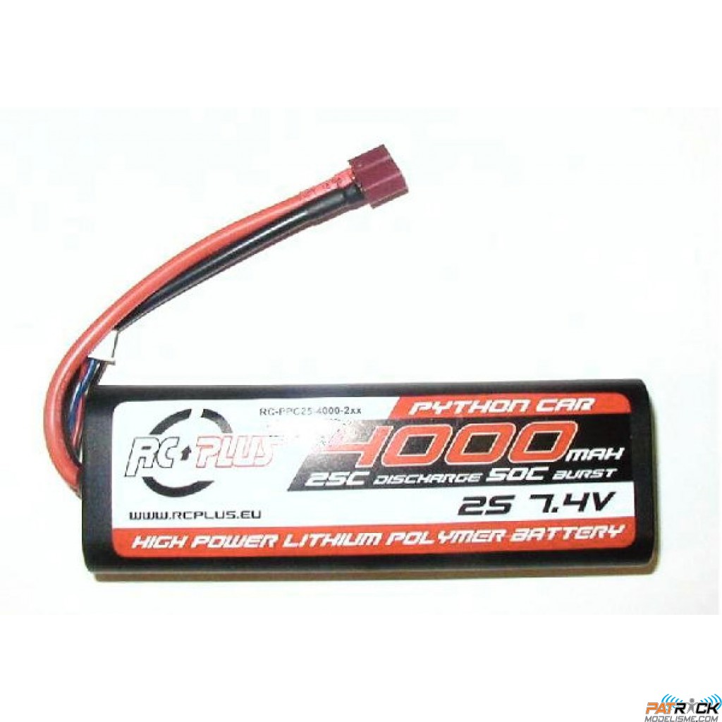 Accu LiPo RC PLUS Python CAR 4000 mAh 7.4V 2S 25C Dean