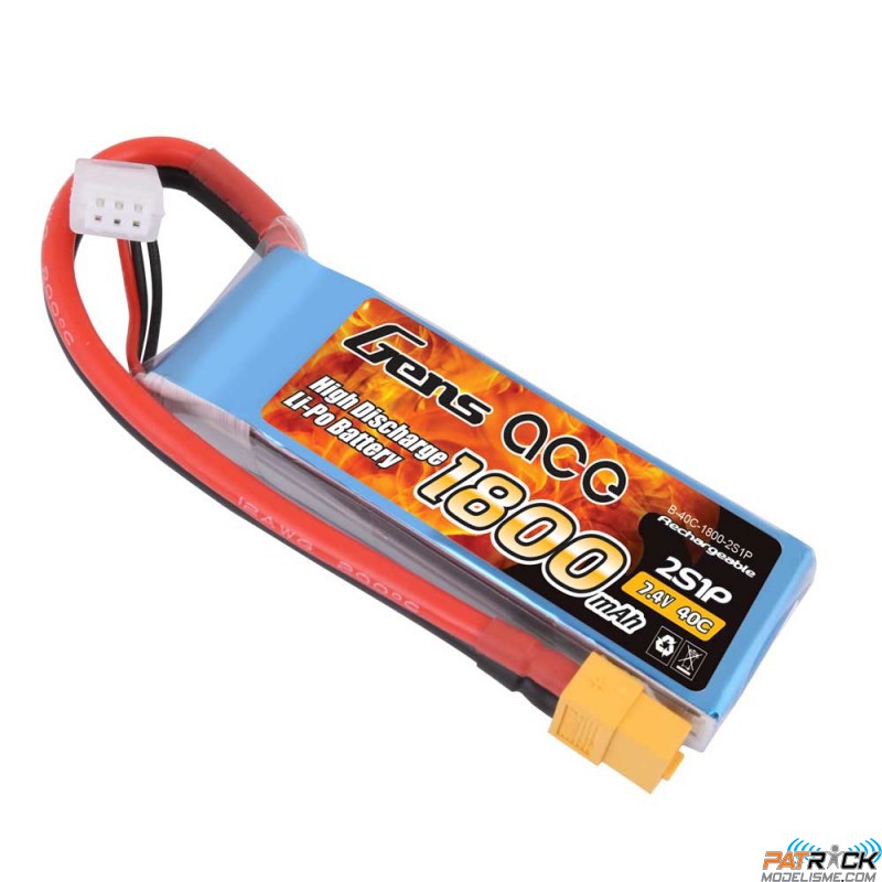 Accu LiPo GENS ACE 1800mAh 2S 7.4V 40C XT60