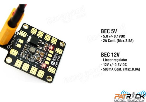 Matek mini carte PDB-XT60 BEC 5V & 12V