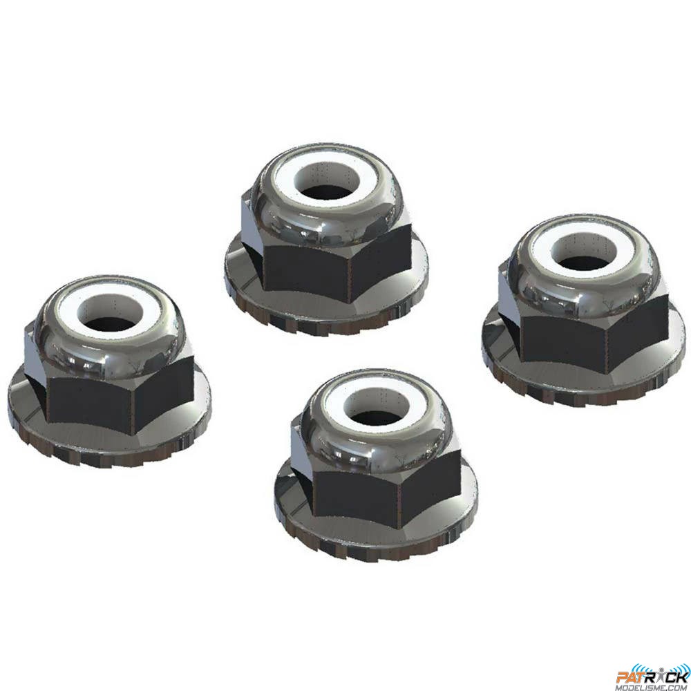 Écrous nylstop M4 à embase de 7 mm, argentés (4)