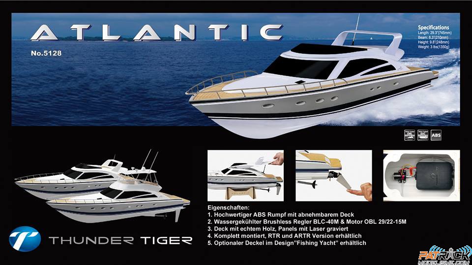 Bateau Thunder Tiger ATLANTIC Brushless Prêt à Naviguer