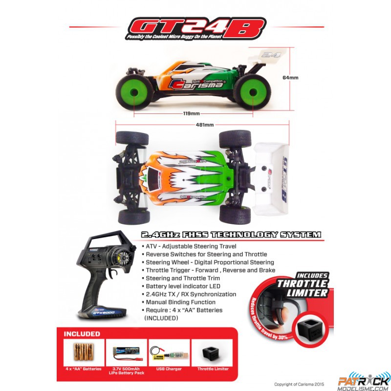 Carisma Micro buggy GT24B 4x4 Brushless Vert 1/24e Prête à rouler
