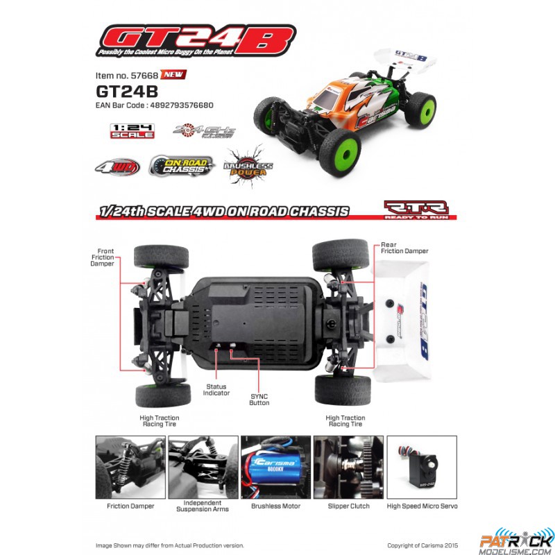 Carisma Micro buggy GT24B 4x4 Brushless Vert 1/24e Prête à rouler