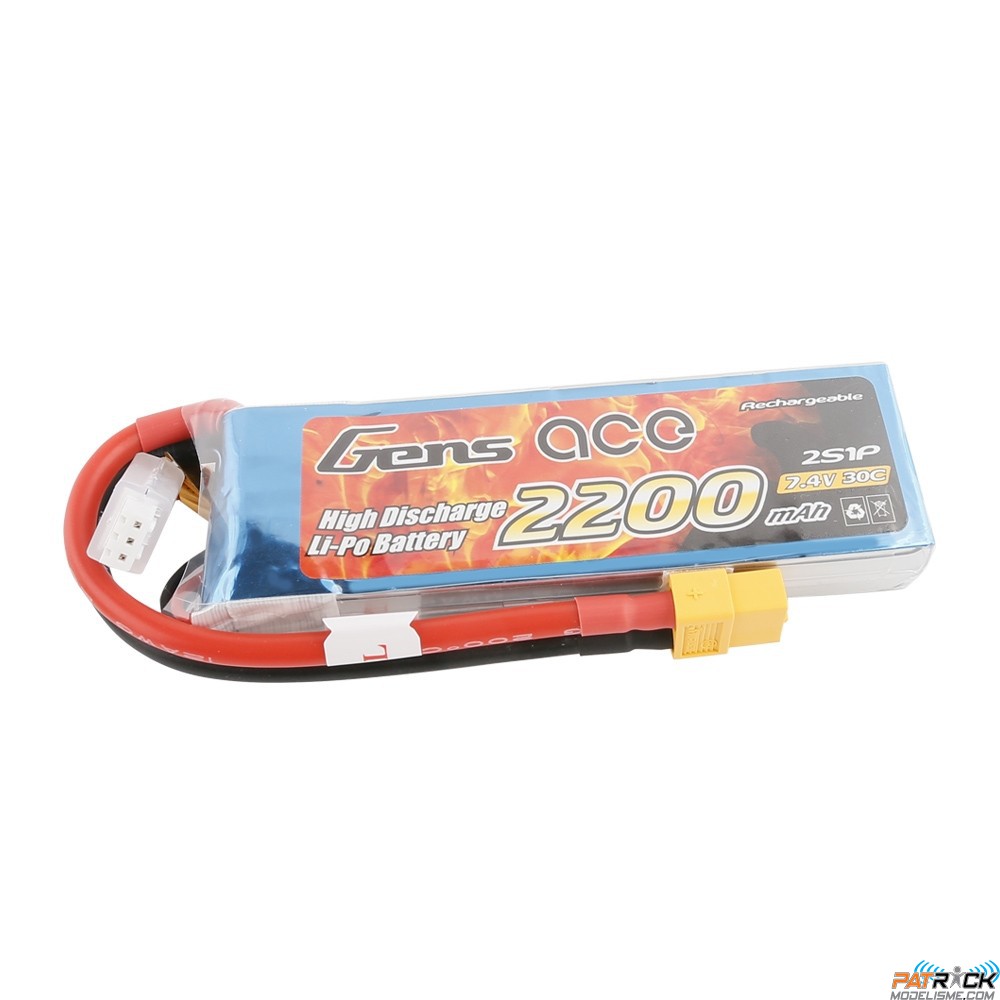 Accu LiPo GENS ACE 2200mAh 2S 7.4V 30C XT60