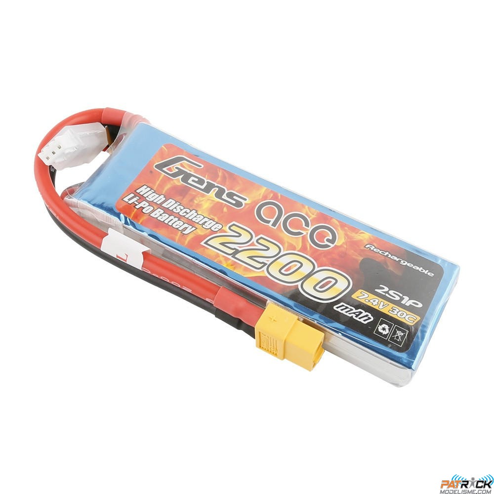 Accu LiPo GENS ACE 2200mAh 2S 7.4V 30C XT60