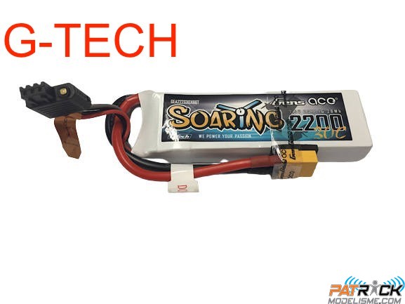 Accu LiPo GENS ACE Soaring 2200mAh 2S1P 7.4V 30C XT60 (G-TECH)