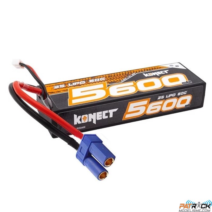 Accu LiPo Konect 5600mah 7.4V 60C 2S1P HardCase (Slim Pack EC5) - Accus ...