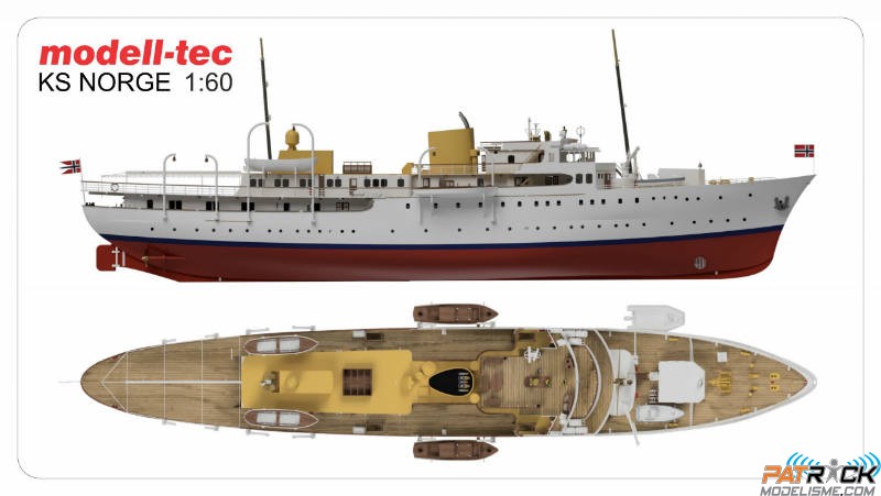 1/60e Modell-tec Kongeskipet KS NORGE 1,33m Kit RC - Bateau