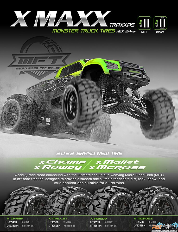 Roues Louise RC X-CHAMP MFT Jantes noires Hexa 24mm X-MAXX (x2)