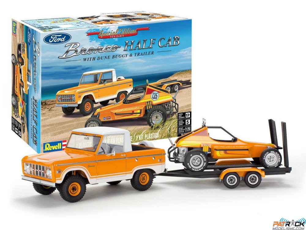 1/25e Revell Ford Bronco Half Cab + remorque + Buggy Sandman II
