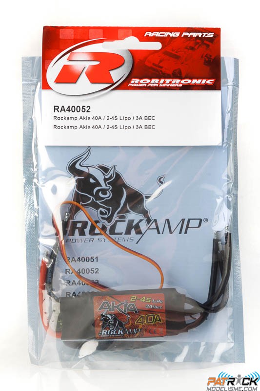 Contrôleur Brushless ESC Rockamp Akia 40A / 2-4S Lipo / 3A BEC