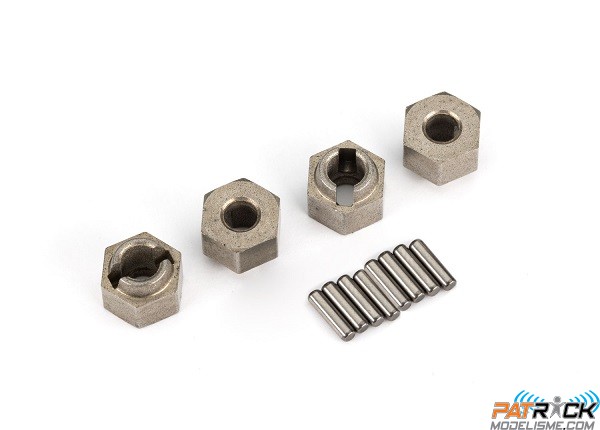 Moyeux de roue, hex 7 mm (acier) (4)/ goupilles d'axe (8) TRX-4M